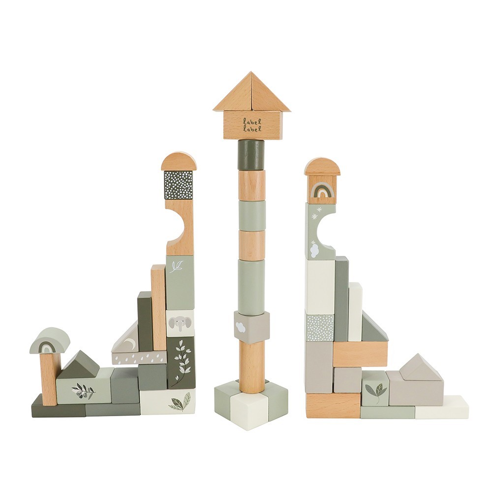 Wooden blocks 50pcs - Olive Green